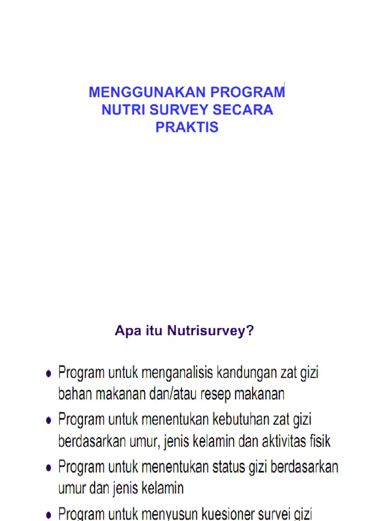 Petunjuk Nutrisurvey | PDF