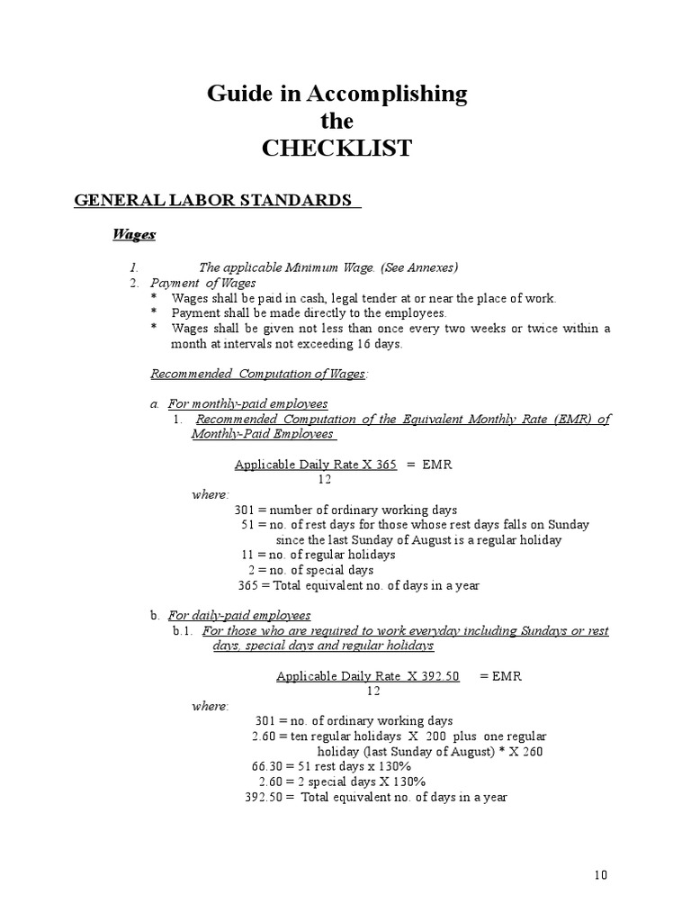 Day 1 Checklist-GLS-OSH (Guideinaccom) | PDF | Employee Benefits ...