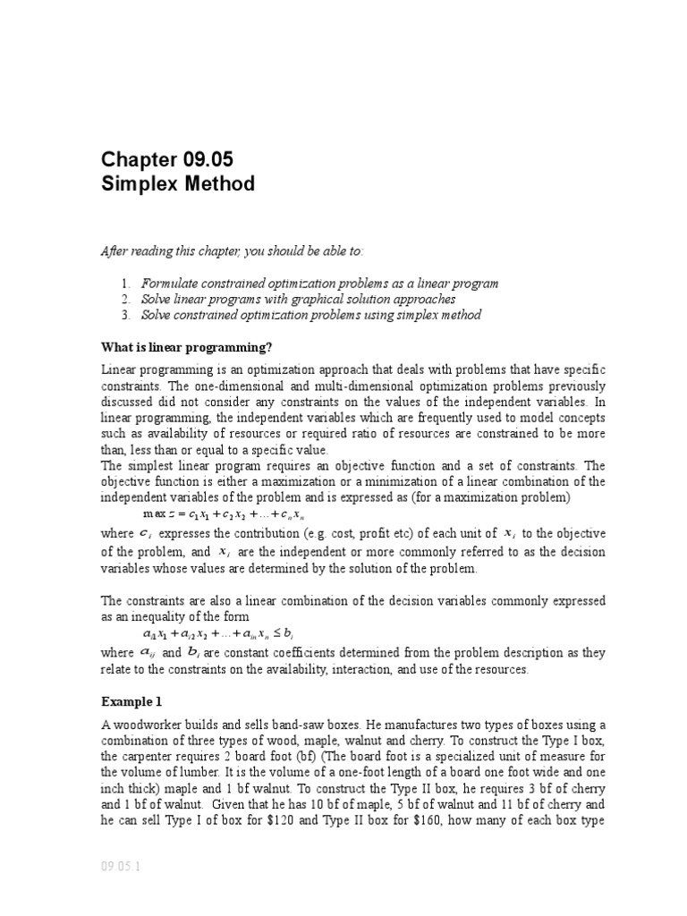Simplex Method: After Reading This Chapter, You Should Be Able To | PDF | Linear Programming ...