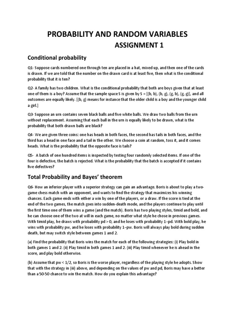 Probability-Assignment 1 | PDF | Expected Value | Variance