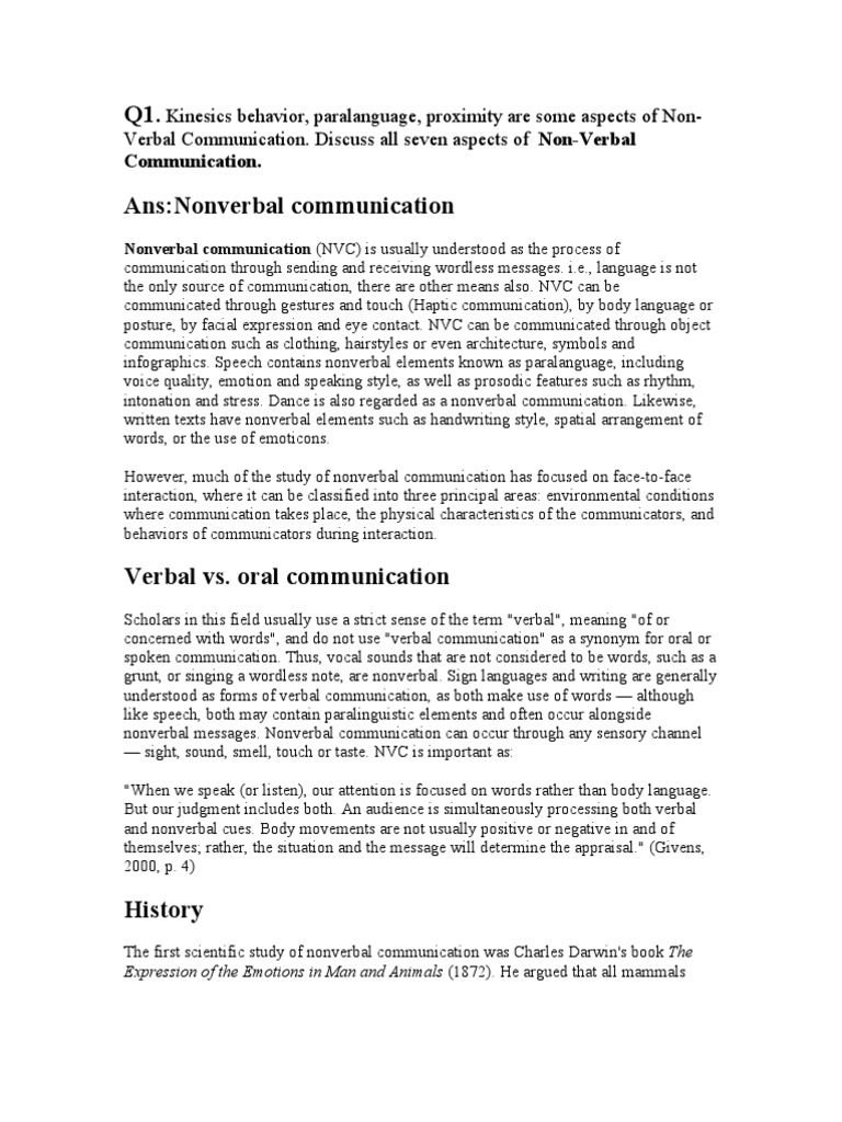 Nonverbal Communication | PDF | Nonverbal Communication | Communication