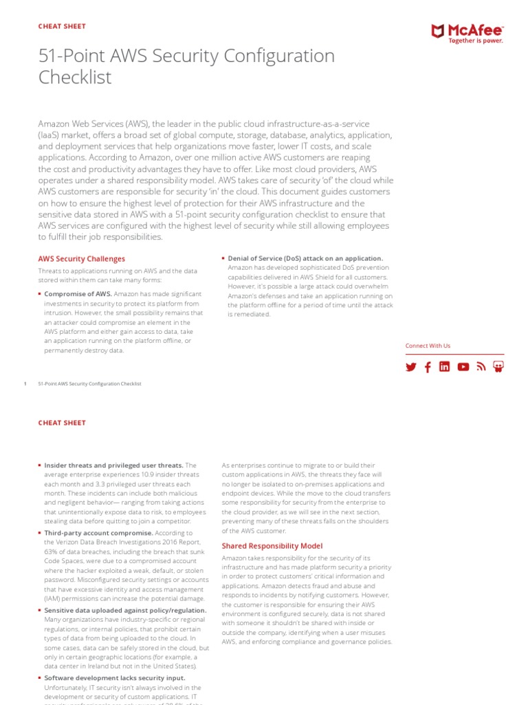 51 Point Aws Security Configuration Checklist PDF | PDF | Amazon Web ...