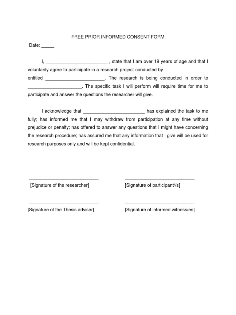 Free Prior Informed Consent Form | PDF