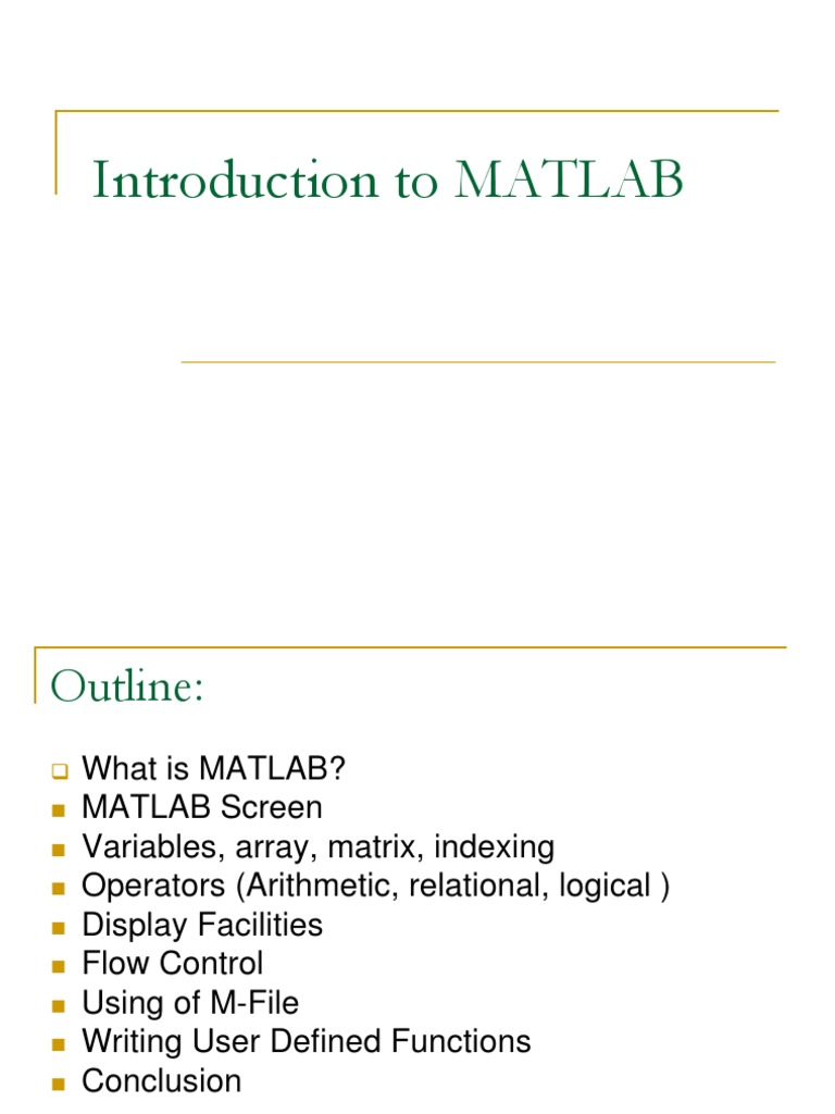 Intoduction To MATLAB | PDF | Matlab | Array Data Structure