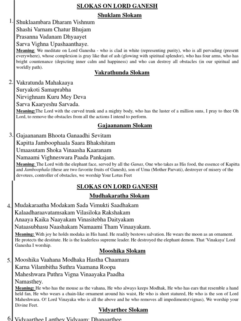 Hindu Slokas For Teching Children | Download Free PDF | Indian Religions | Monotheistic Religions