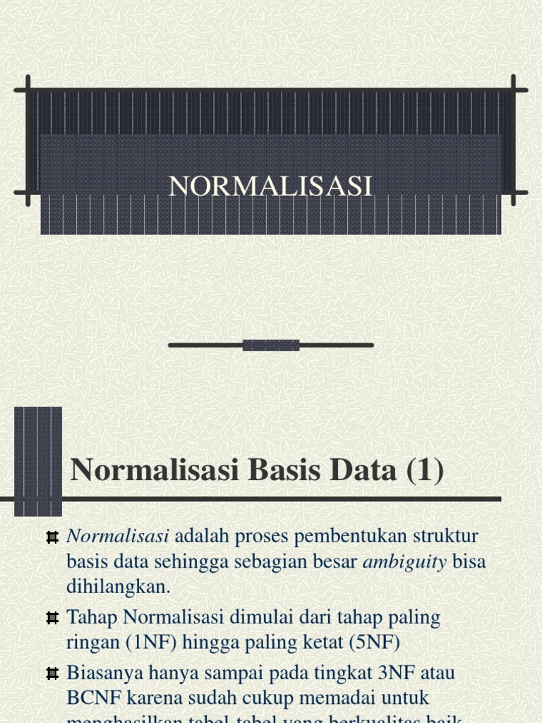 Proses Normalisasi Basis Data 1NF-3NF | PDF | Metode & Bahan Ajar | Sains & Matematika