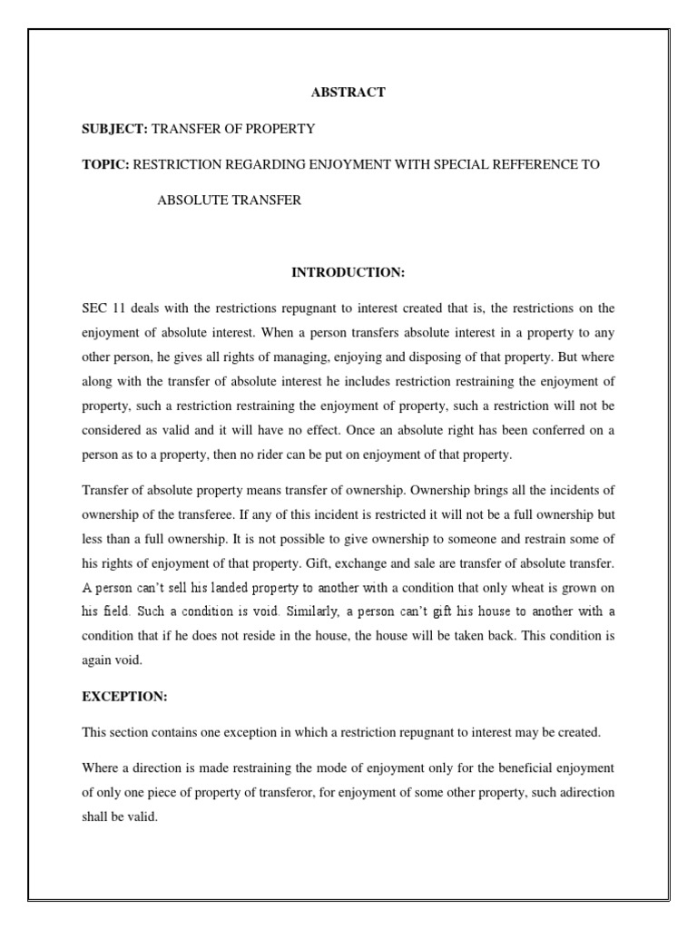 ABSTRACT | PDF | Ownership | Property