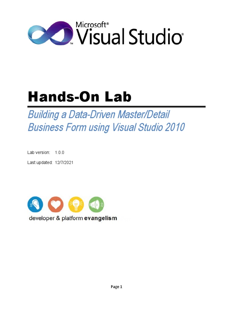 Hands-On Lab: Building A Data-Driven Master/Detail Business Form Using Visual Studio 2010 | PDF ...