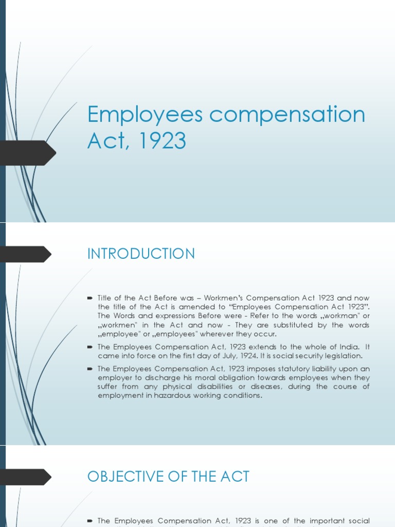Employees Compensation Act, 1923 | PDF | Damages | Employment
