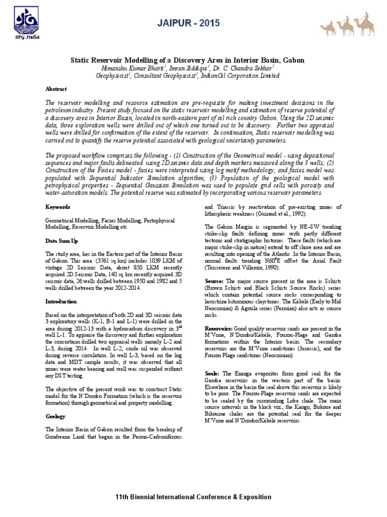 Static Reservoir Modelling of A Discovery Area in Interior Basin Gabon ...