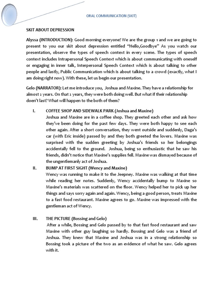 Oral Communication (Skit) | PDF | Psychology