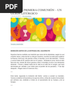 Guion de Misa de Primera Comunion | PDF | Misa (liturgia) | eucaristía