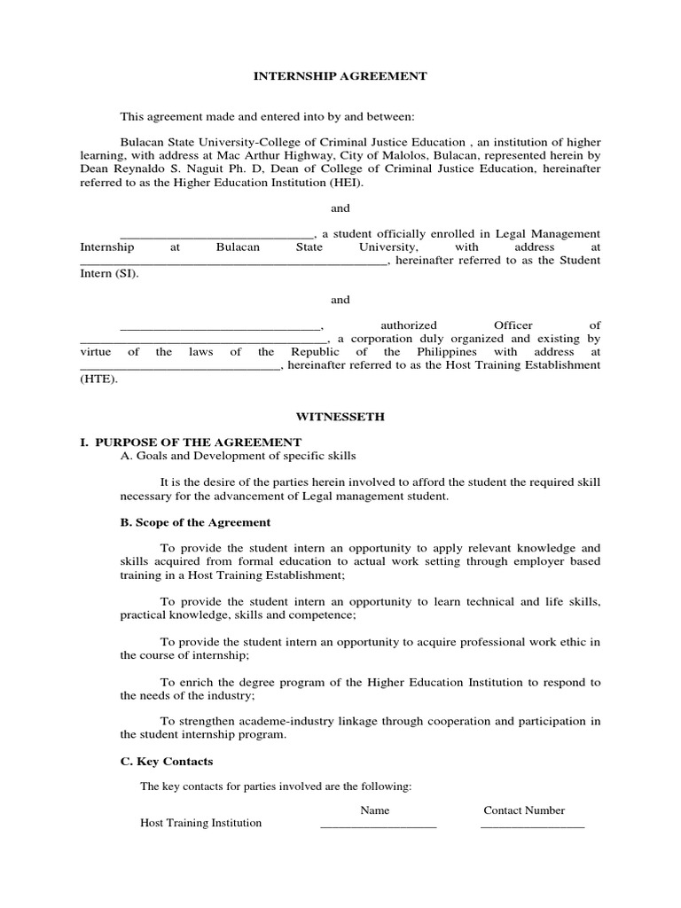 2018 Internship Agreement | PDF | Students | Internship