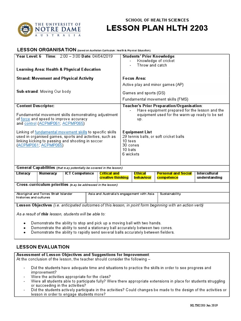 KS2 Cricket Lesson Plan Overview | PDF | Batting (Baseball ...