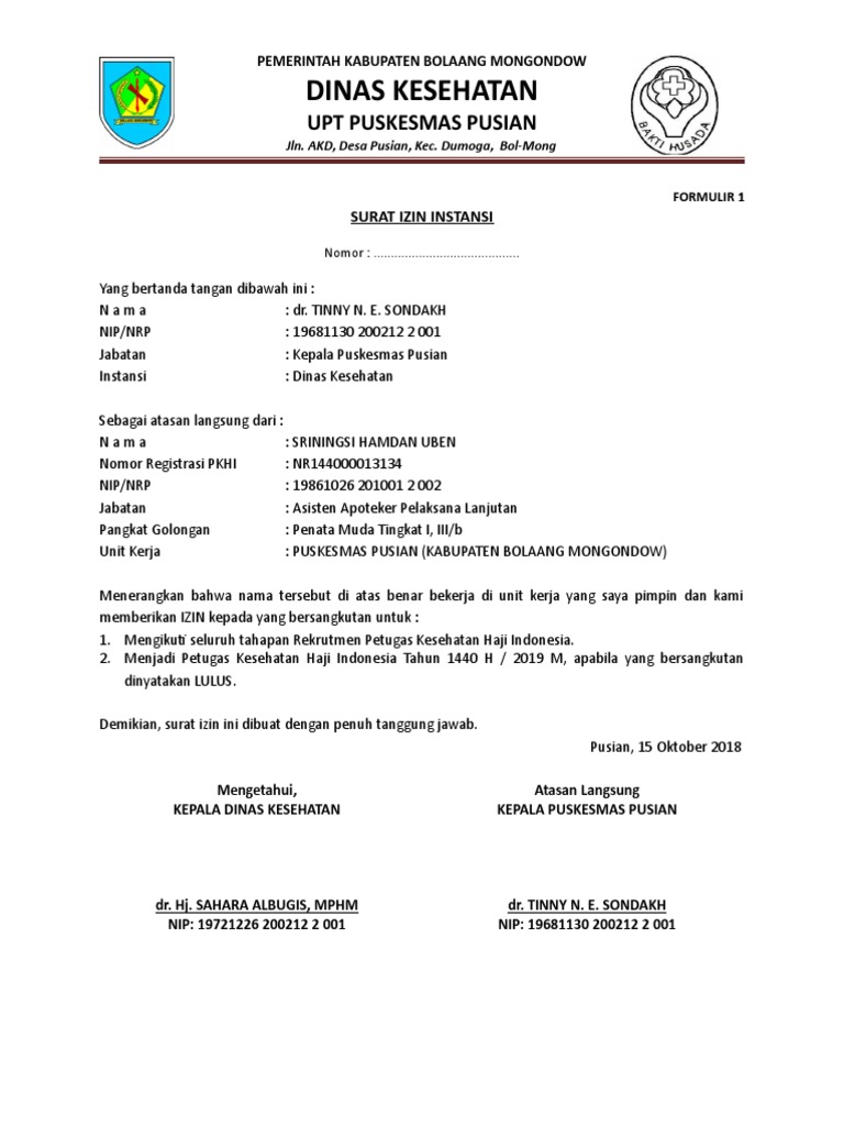 Surat Izin Instansi | PDF