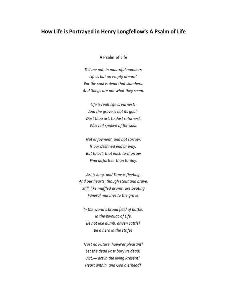 A Psalm of Life: Henry Longfellow's Inspiring Message to Make the Most ...