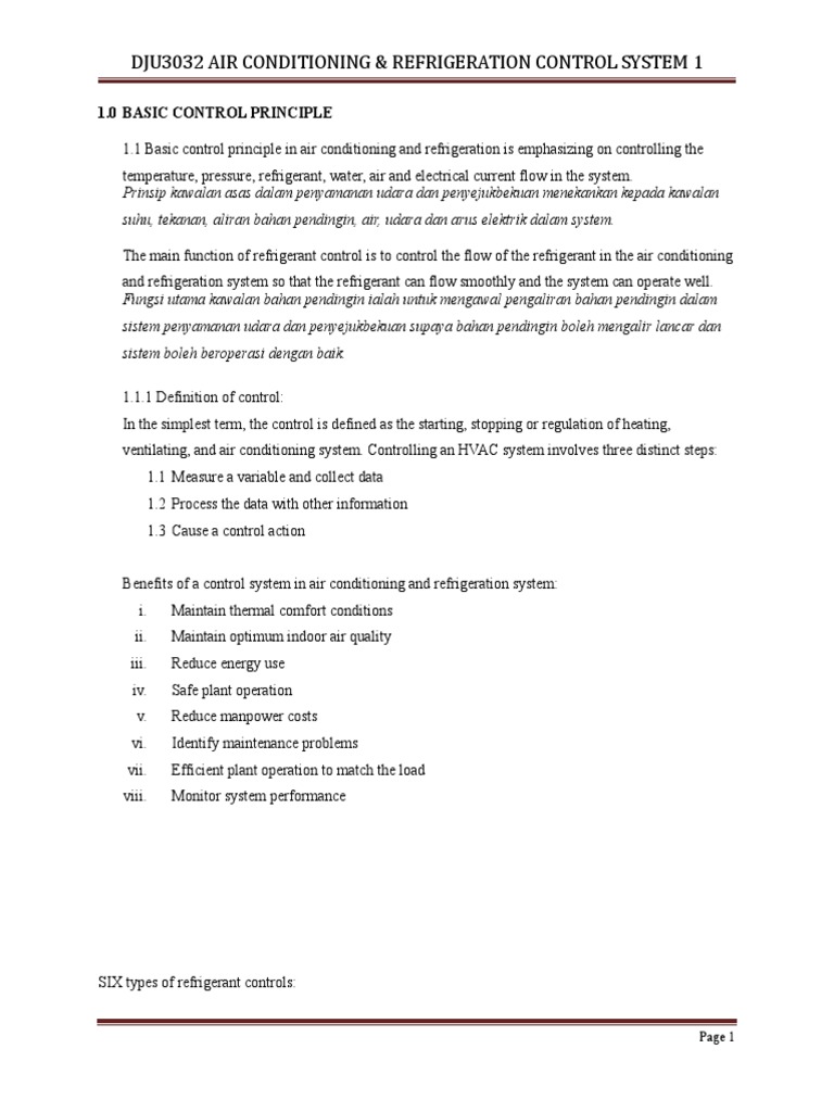 Six Types of Refrigerant Controls and Their General Characteristics ...