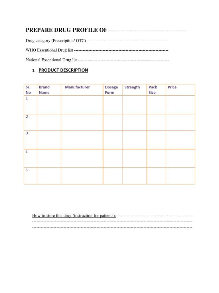 Prepare Drug Profile Of: Product Description | PDF | Dose (Biochemistry ...