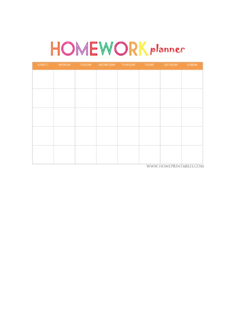 HOMEWORK PLANNER Colourful PDF | PDF