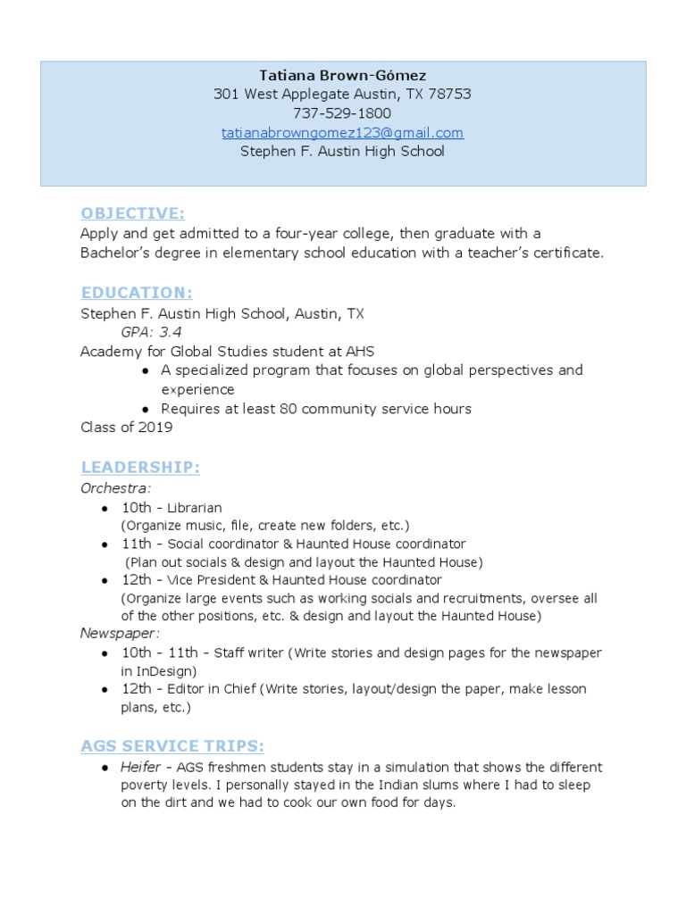 College Resume - Capstone | PDF | Schools
