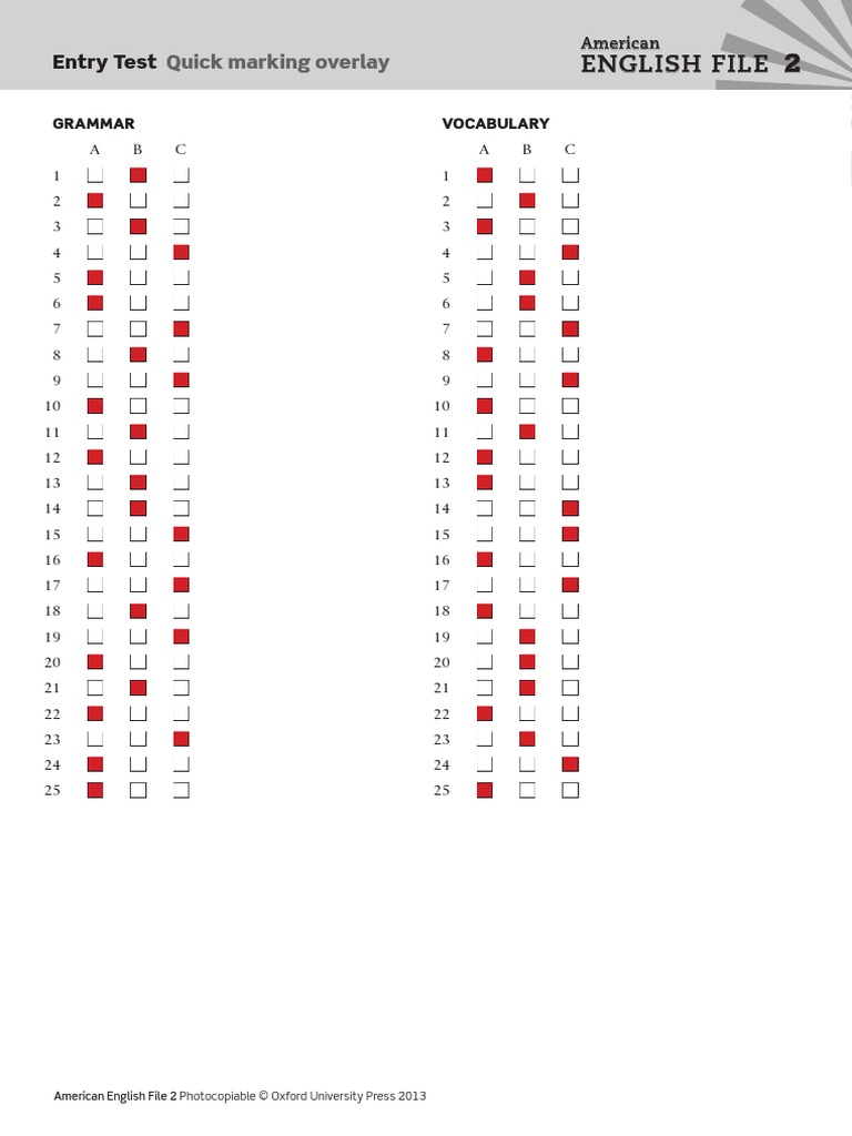 Aef2 Entrytest Answerkey Pdf Pdf