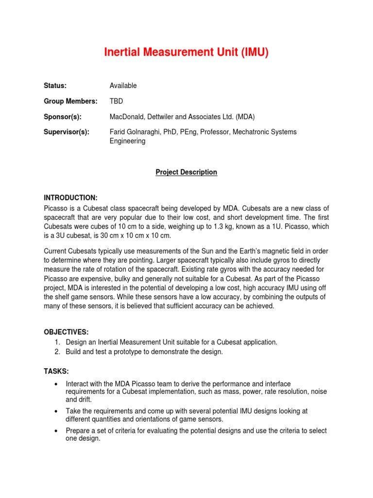 Inertial Measurement Unit (IMU) | PDF | Inertial Navigation System ...