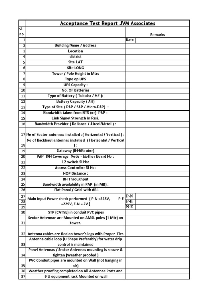 Acceptance Test Report JVM Associates | PDF | Antenna (Radio ...
