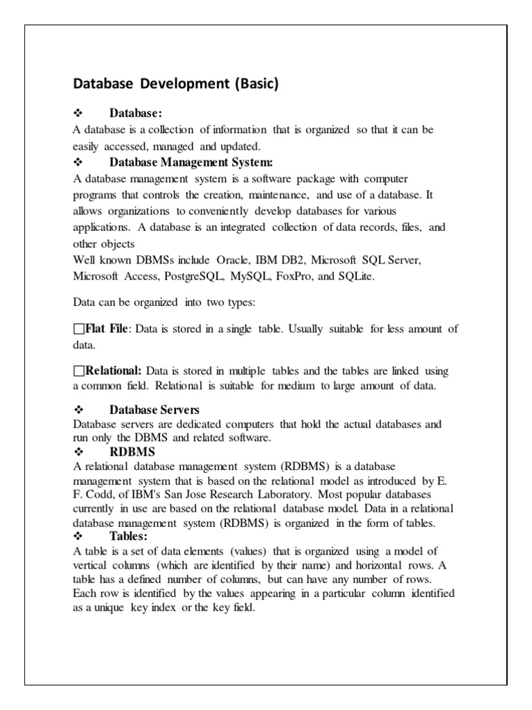 Database Development (Basic) | PDF | Databases | Relational Database