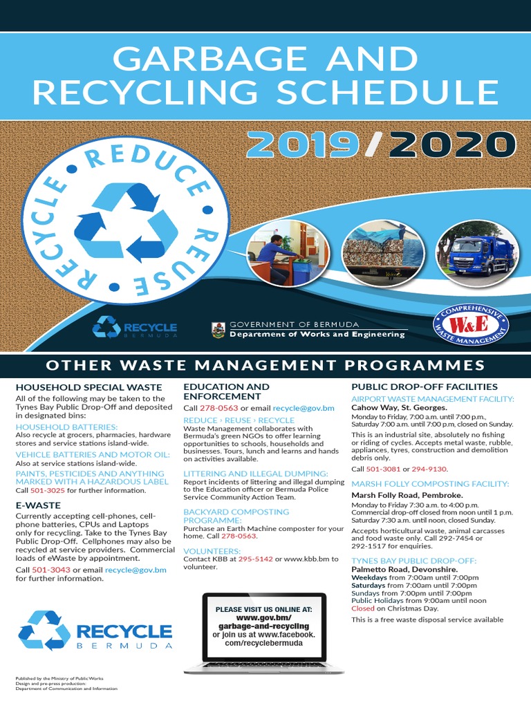 Bermuda Garbage and Recycling 2020 Schedule | PDF | Recycling | Waste ...