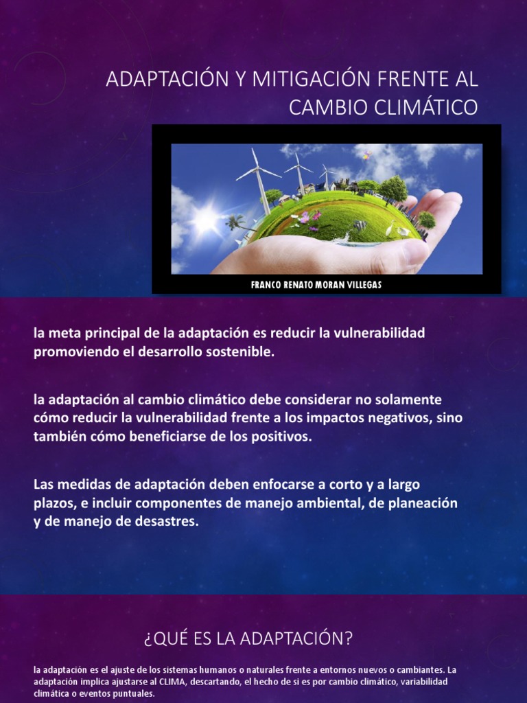 Adaptación y mitigación frente al Cambio Climático.pptx | Cambio climático | Mitigación del ...