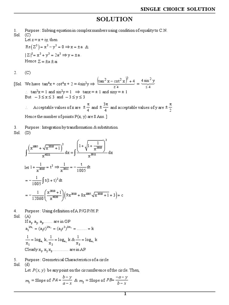 (Maths) Solution | PDF | Logarithm | Trigonometric Functions