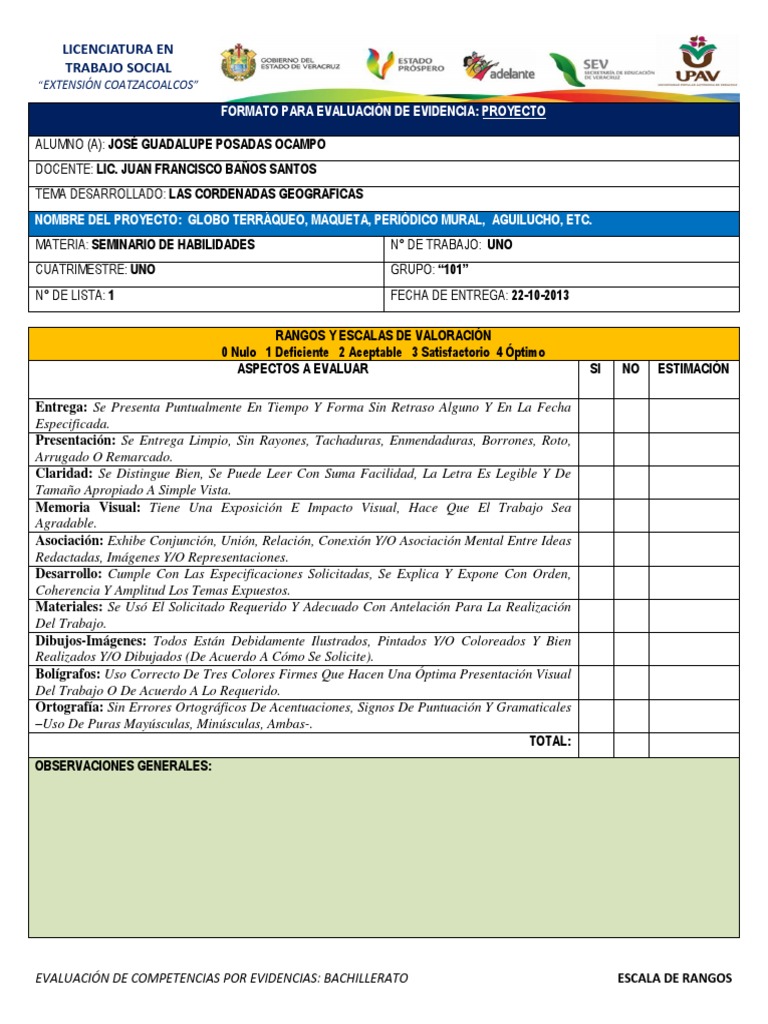 Formato Escala de Rango Inglés | PDF | Trabajo Social | Ortografía