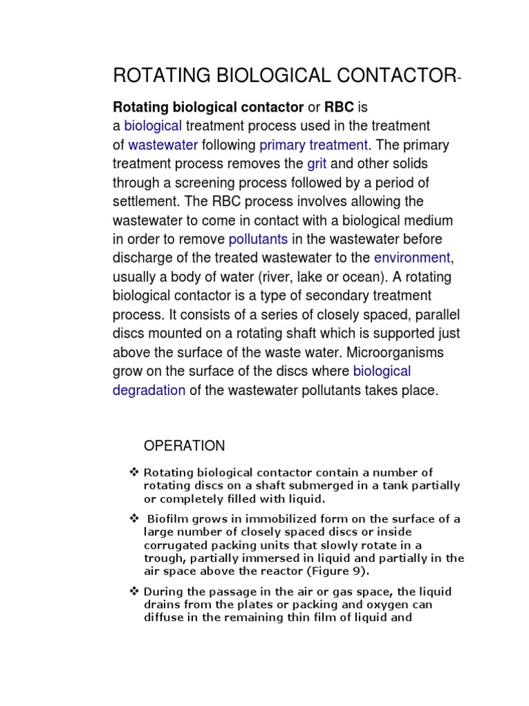 Rotating Biological Contactor | PDF | Pollution | Water And The Environment