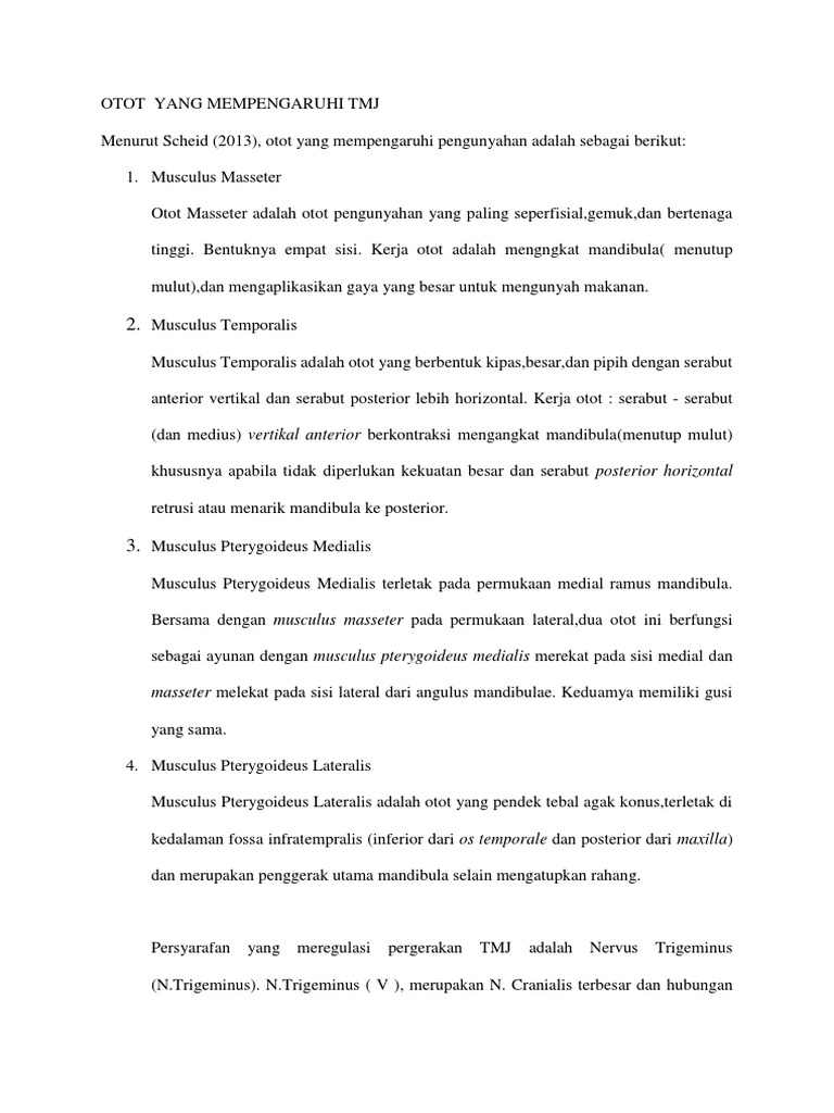 Otot Dan Saraf Yang Mempengaruhi TMJ | PDF