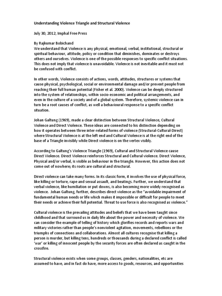 Understanding Violence Triangle and Structural Violence | PDF ...