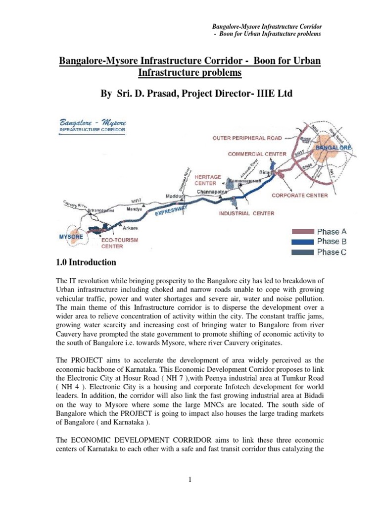 Bangalore-Mysore Infrastructure Corridor | PDF | Controlled Access ...