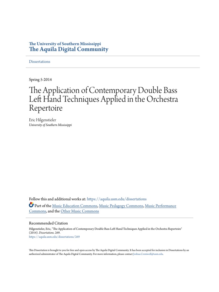 The Application of Contemporary Double Bass Left Hand Techniques PDF ...