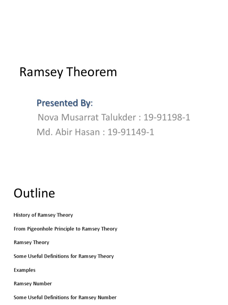 Ramsey Theorem: Presented by | PDF | Vertex (Graph Theory) | Graph Theory