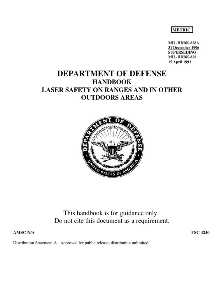 Mil HDBK 828a | PDF | Laser | United States Department Of Defense