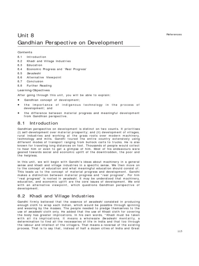 Unit-8 Gandhian Perspective On Development PDF | PDF | Mahatma Gandhi ...