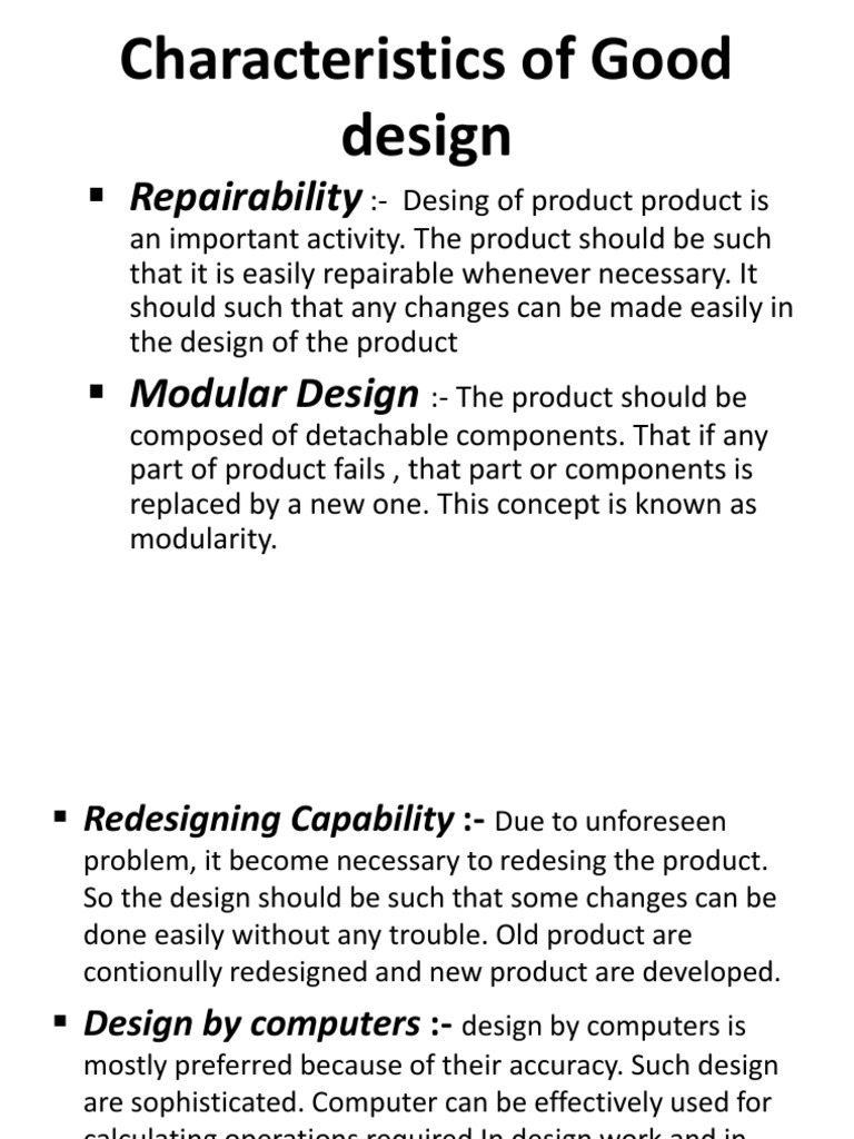 Characteristics of Good Design: Repairability | PDF