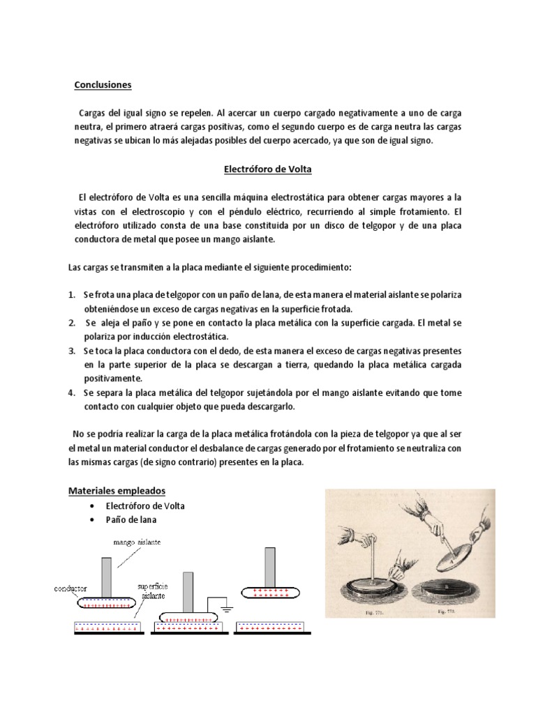 Electróforo de Volta y Jaula de Faraday | PDF | Electrostática ...