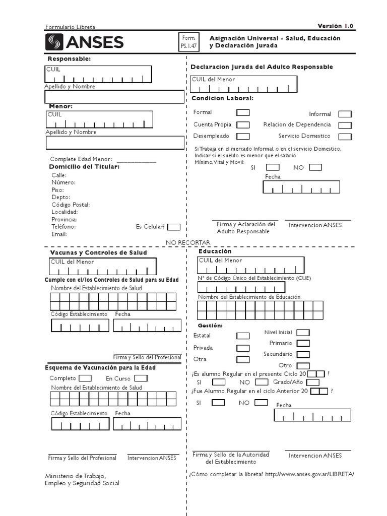 Libreta Salud ANSES PS 1.47 PDF | PDF | Gobierno | Business