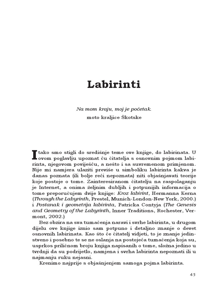 Besplatno Poglavlje Iz Knjige Labirinti I Njihove Tajne | PDF
