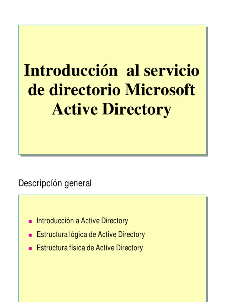 Introduccion Al Servicio de Directorio Active Directory PDF | Descargar ...
