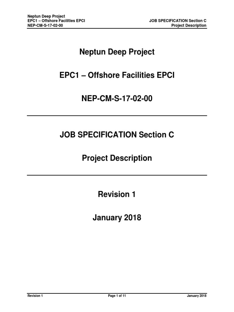 2.EPC1 JS Sec C - Project Description | PDF | Subsea (Technology ...