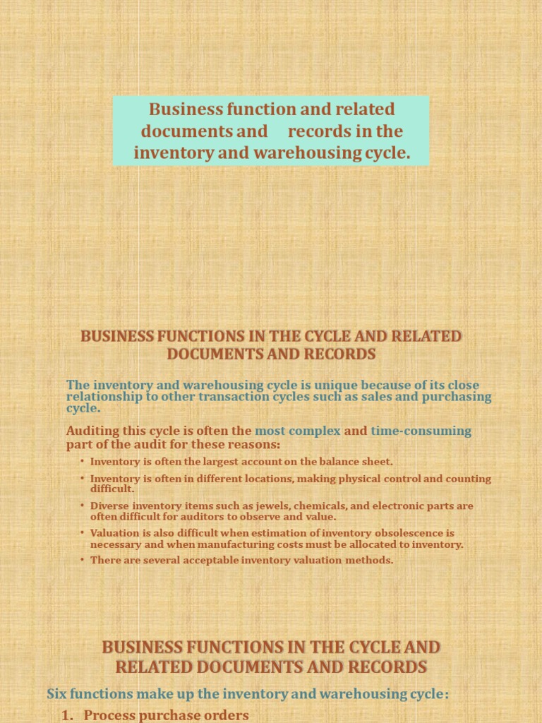 Inventory and Warehousing Cycle | PDF | Inventory | Cost