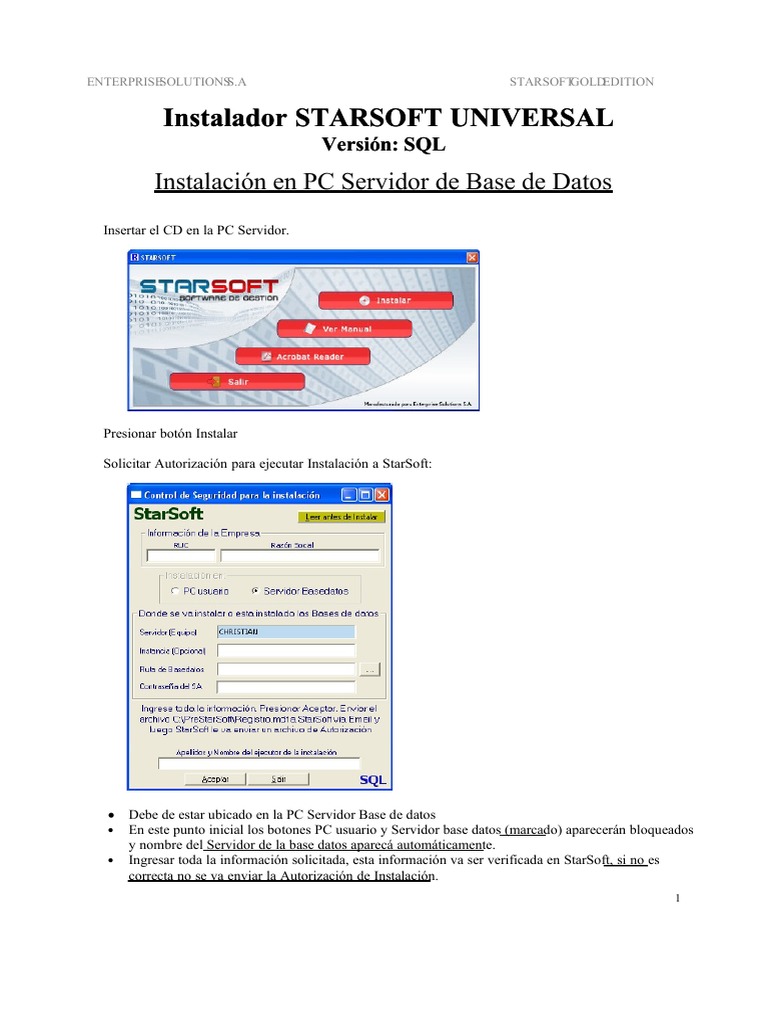 Guia Instalacion StarSoft | PDF | Microsoft Windows | Archivo de ...