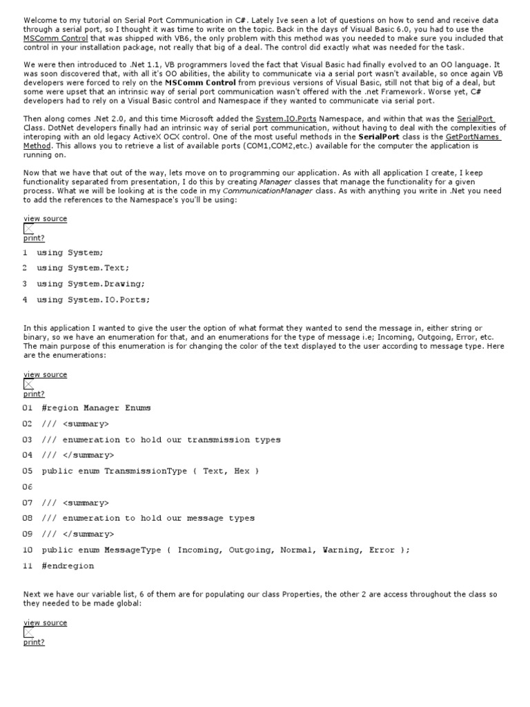 Serial Port Communication in C# | PDF | String (Computer Science ...