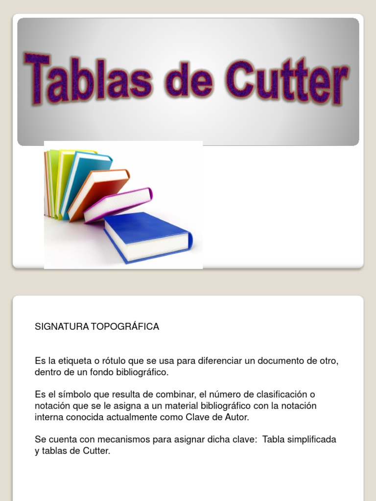 Tablas de Cutter | PDF | Biblioteca y museo